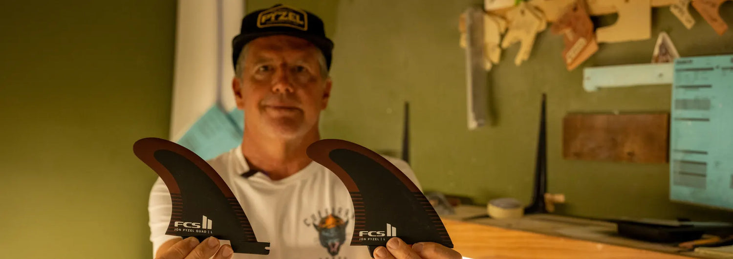 INTRODUCING THE JON PYZEL QUAD REAR FIN SET - FCS JAPAN